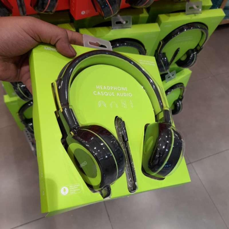 Promo Miniso Headphone Casque Audio With Mic - Hijau Diskon 50% Di ...
