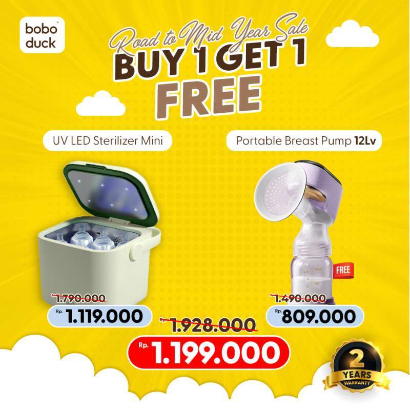 Promo [bundling] Boboduck Uv Led Sterilizer Mini + Portable Breast Pump 12 Level Diskon 63% Di ...