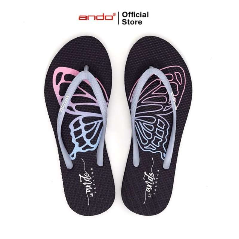 Promo Ando Official Sandal Jepit Butterfly Wanita Dewasa - Navy - 38 ...