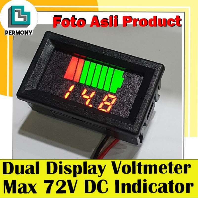 Promo Voltmeter Dc Bar Indicator Display Autorange 12v - 72v Aki Mobil Motor - Merah Diskon 23% ...