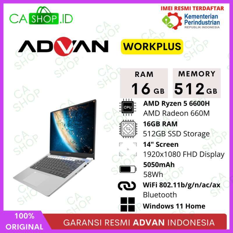 Jual Laptop Advan Workplus Ram 16gb 512gb Notebook Intel I5 Gen 12 Windows 11 New Original ...