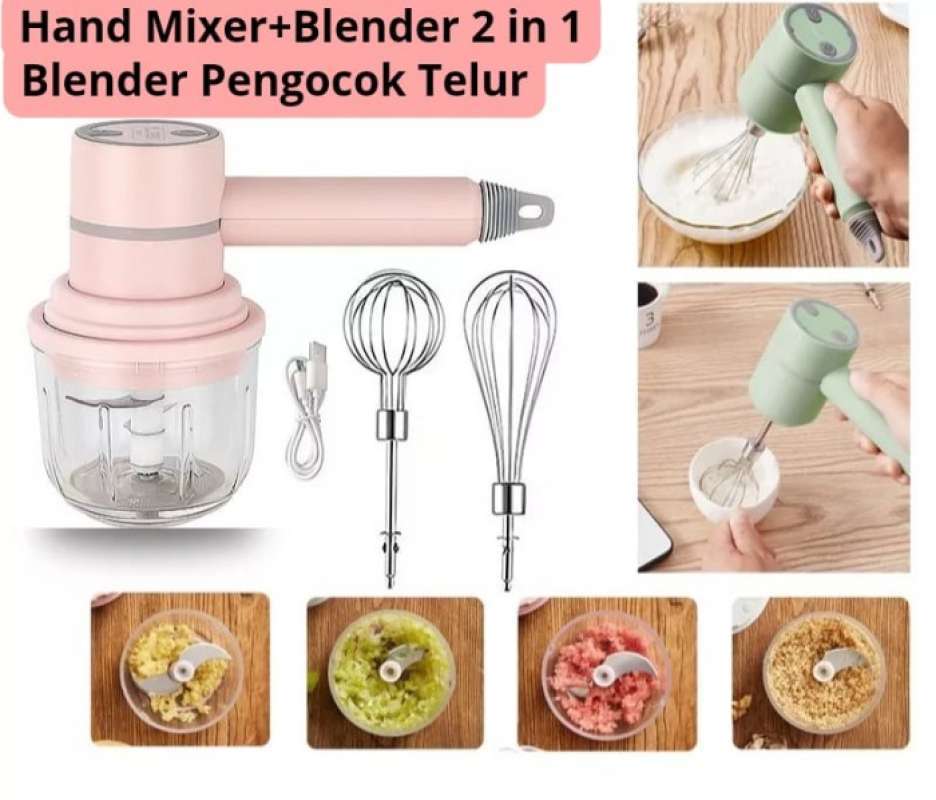 Promo Mini Chopper Hand Mixer 2in1 Blender Mini Blender Daging Portable ...