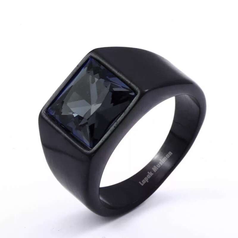 Jual Cincin Pria Titanium Cool Black Onyx Pria Super Keren - Super ...
