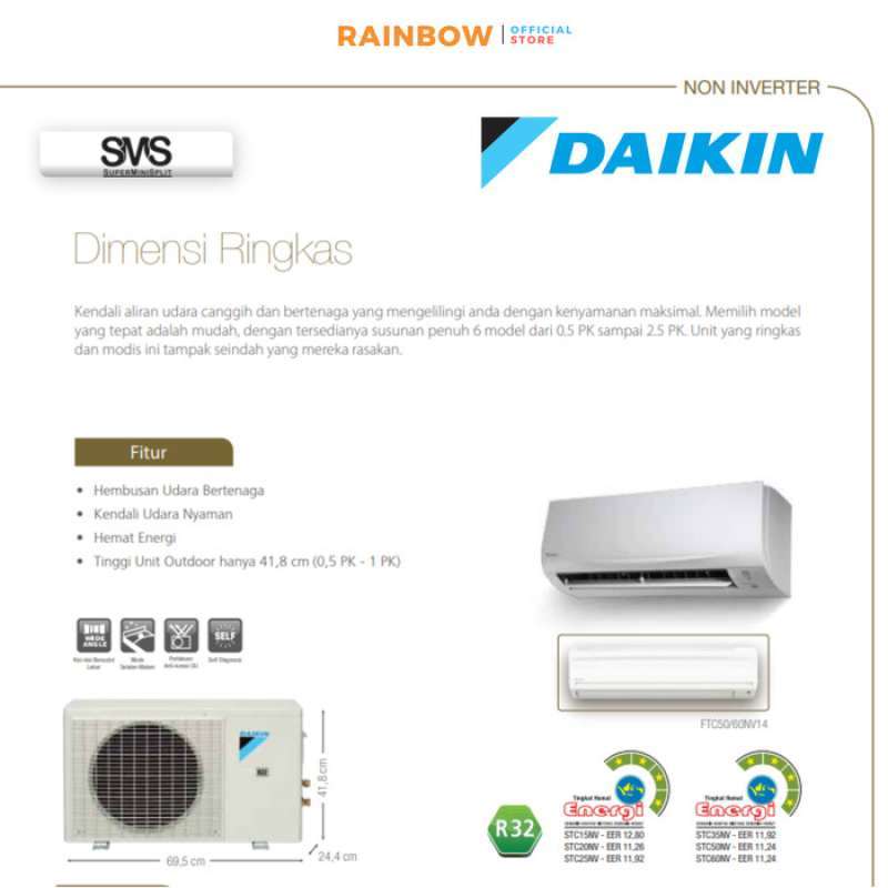 Promo Ac Daikin 0,5 Pk Standart Stc15nv Made In Thailand R32 Diskon 23% Di Seller Bogatyy Store ...