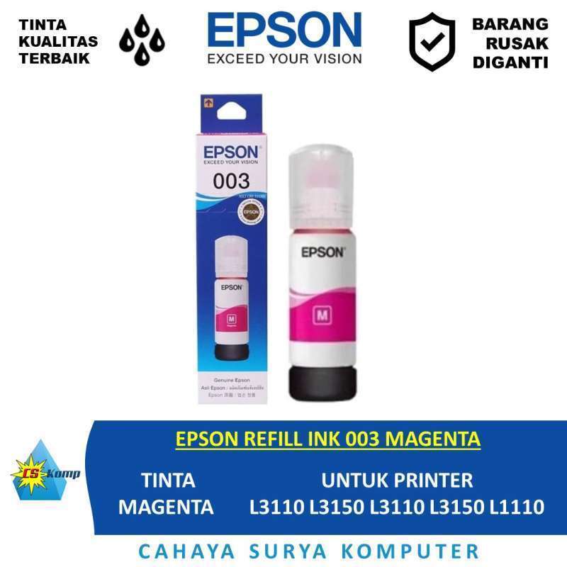 Promo 100% Produk Ori Epson Refill Ink 003 Magenta Printer L3110 L3150 ...
