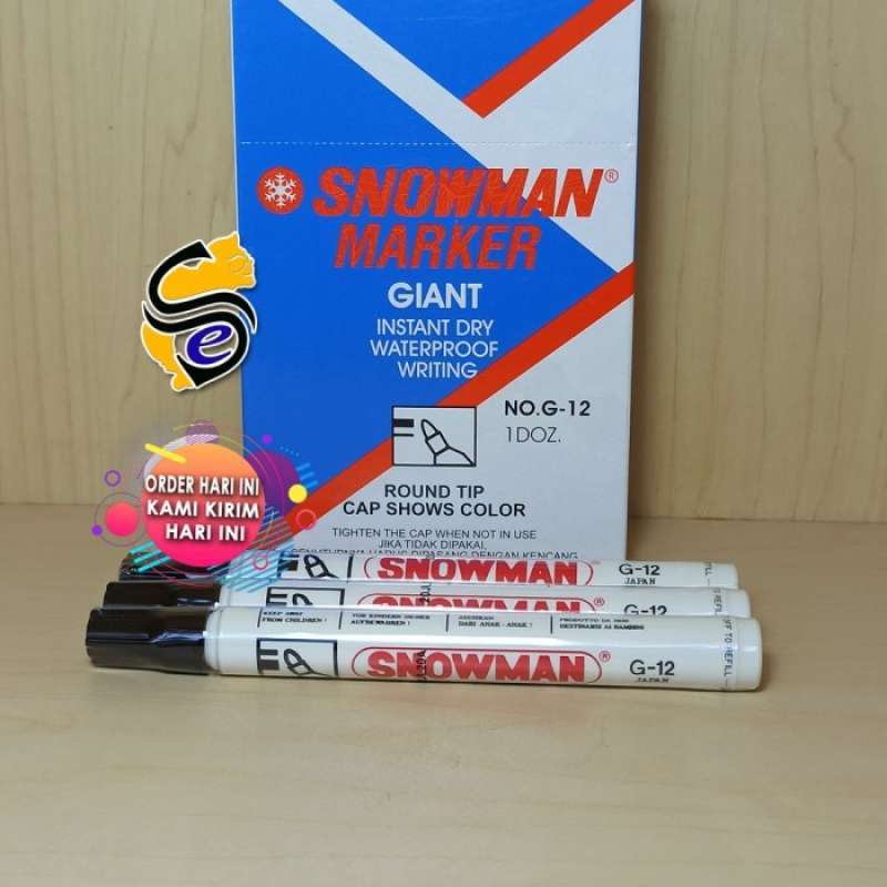 Jual Spidol Maker Permanent / Spidol Maker Snowman 1box Hitam Merah ...