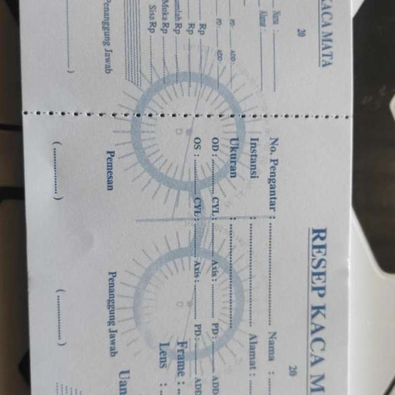 Jual Nota Resep Kacamata Nota Pembelian Kacamata Plus Minus Frame ...