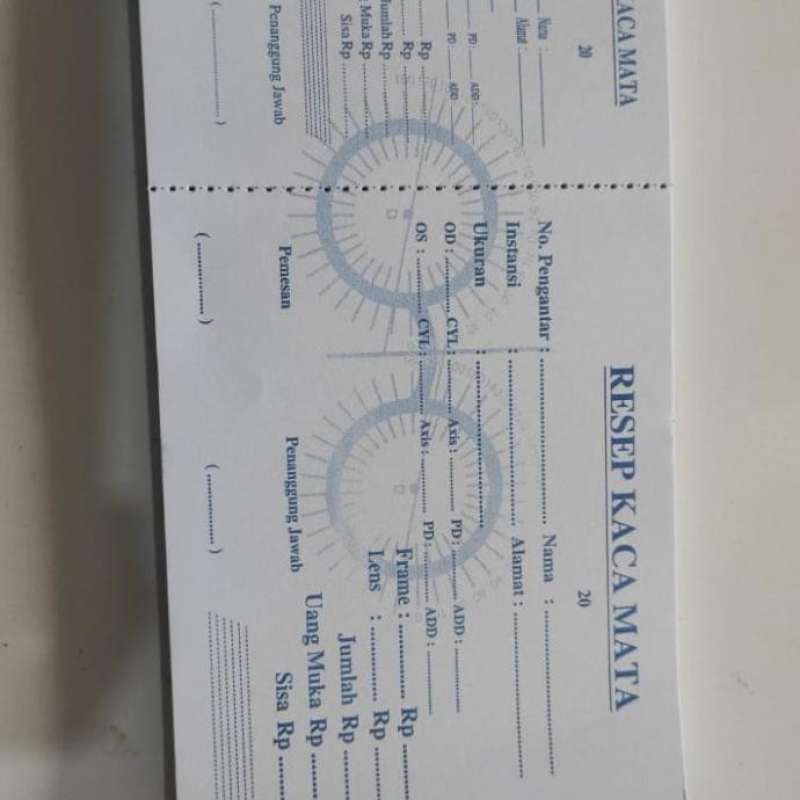 Jual Nota Resep Kacamata Nota Pembelian Kacamata Plus Minus Frame ...