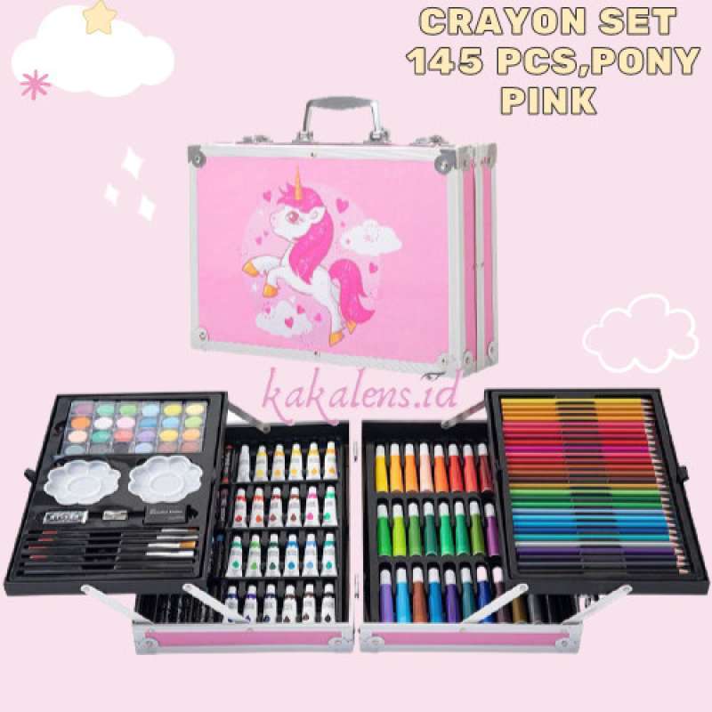 Jual Crayon Art Set Koper Crayon Mewarnai Anak Alat Lukis Untuk Sekolah - Polos Blue Di Seller ...