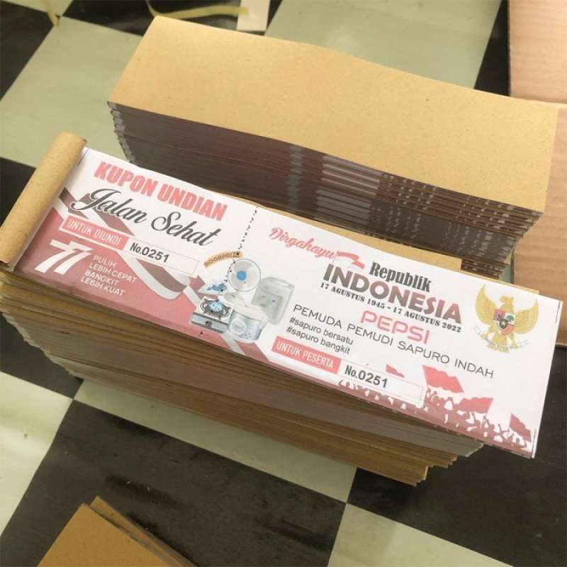 Jual Cetak Kupon Jalan Sehat Undian Voucher Tiket 1250 Lembar Ukuran Diskon Di Seller Tombstone ...