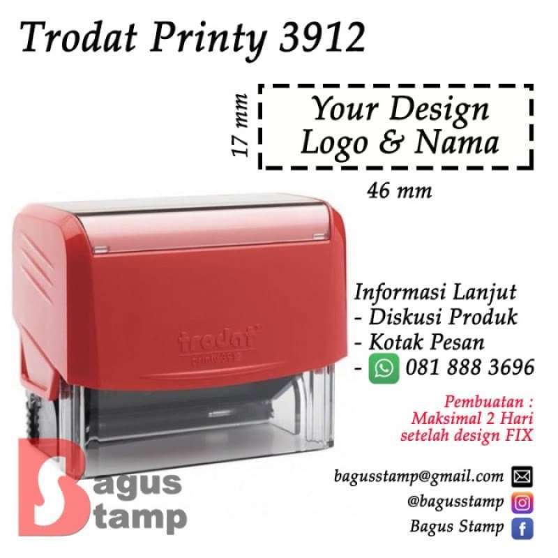 Jual Stempel Warna Otomatis Custom Design Logo & Nama - Trodat Printy 3912 - Tanpa Tinta Di ...