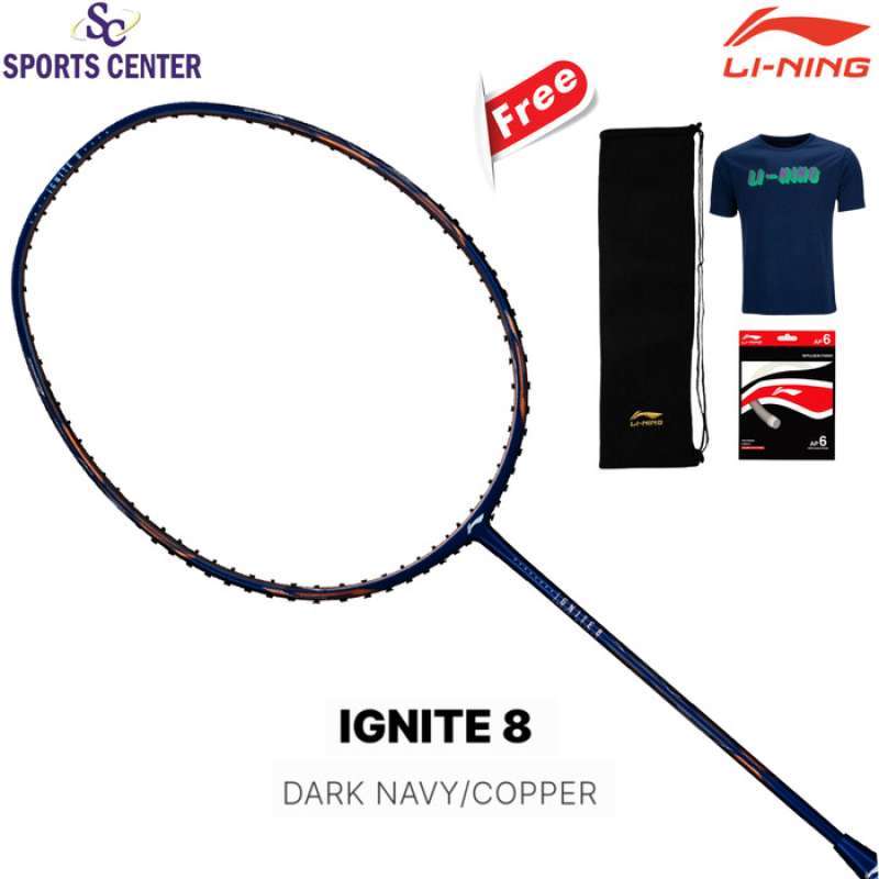 Jual New Full Set Raket Badminton Lining Ignite 8 Dark Navy / Cooper Di ...