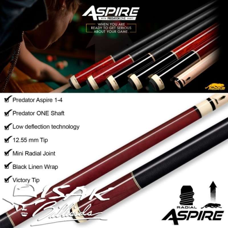Jual Predator Aspire 1-4 Pool Cue | Low Deflection Radial Stick ...