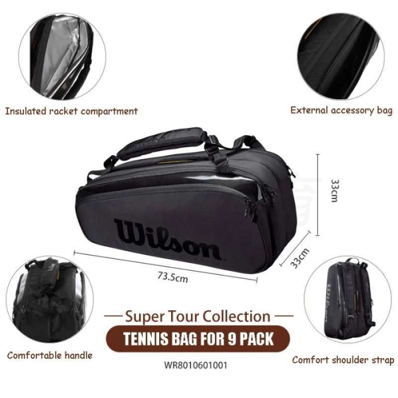 Jual Wilson Super Tour Pro Staff Racquet 6-9r Tennis Bag - Tas Raket ...
