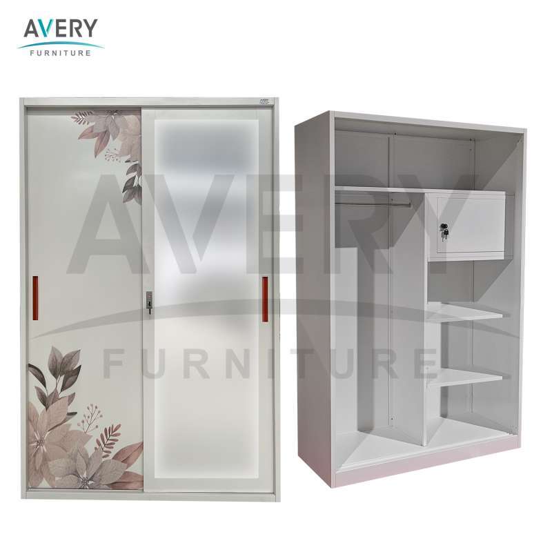 Jual Hsl - 1200sl - Lemari Pakaian Besi 2 Pintu Kaca / Lemari Baju Pakaian Sliding Besi Di ...