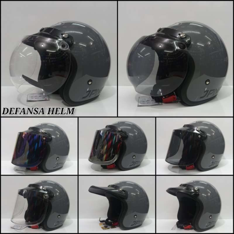 Jual Helm Bogo Jpn Abu Tua Glossy Set Kaca Cembung/kaca Datar Di Seller ...