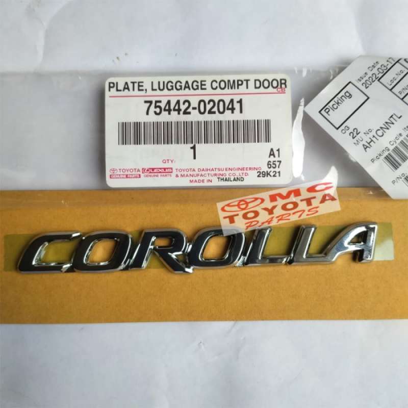 Jual Emblem Logo Toyota Corolla Altis 75442-02041 Di Seller Tombstone ...