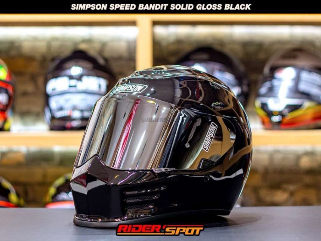Jual New Helm Motor Simpson Speed Bandit Solid Gloss Black Full Face ...
