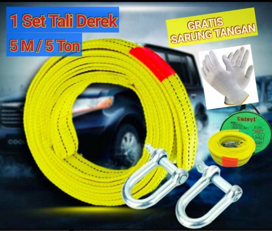 Jual Tali Derek Mobil 5 Meter 5 Ton / Emergency Tow Rope / Tali Mobil ...