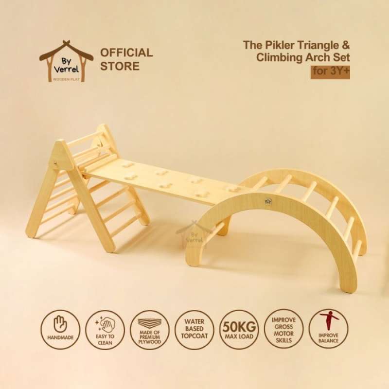 Promo Pikler Triangle + Climbing Arch Set [premium] /mainan Tangga Kayu ...