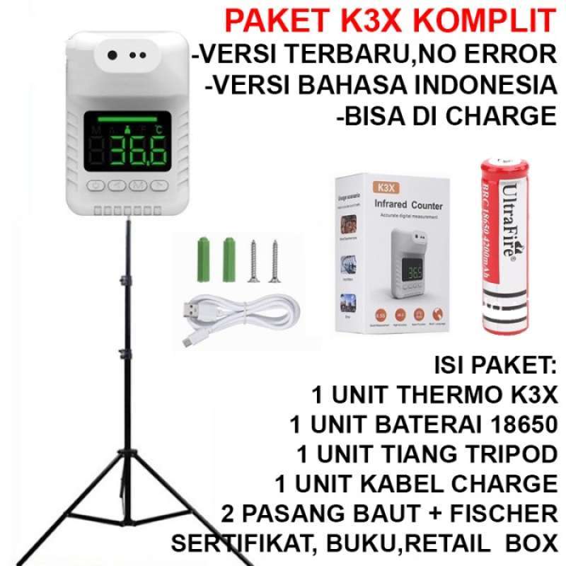 Promo Paket Lengkap K3x + Tripod + Baterai Bs Di Charge Thermometer Infrared Diskon 23% Di ...