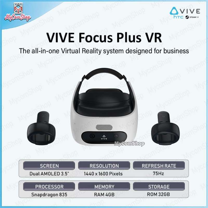 Jual Htc Vive Focus Plus Business Vr Headset Dual Amoled Snapdragon 835 With Controllers 6dof Di ...