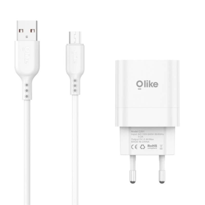 Jual Olike Charger Adaptor 2.4a 12w Dual Usb Port Set Kabel Type C ...