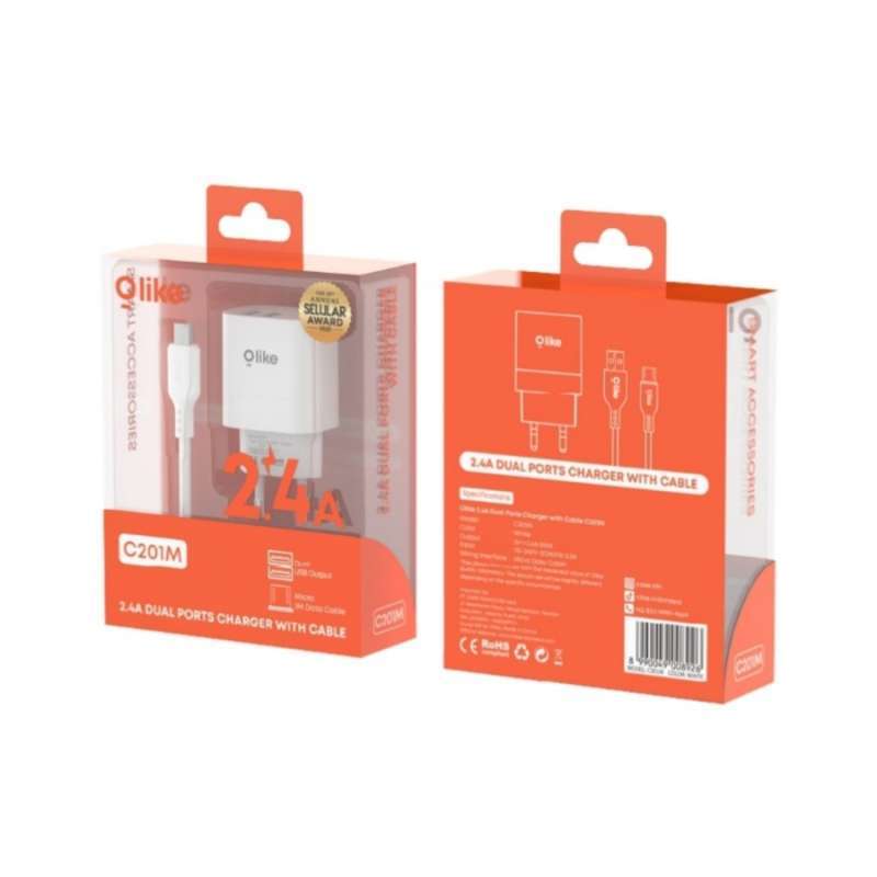 Jual Olike Charger Adaptor 2.4a 12w Dual Usb Port Set Kabel Type C ...