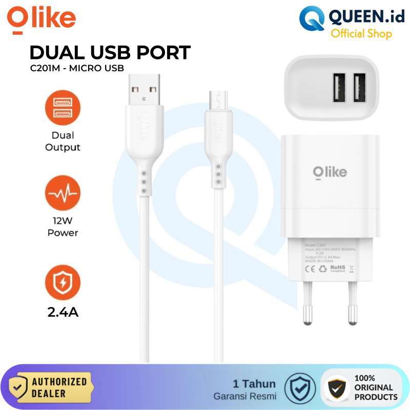 Jual Olike Charger Adaptor 2.4a 12w Dual Usb Port Set Kabel Type C ...