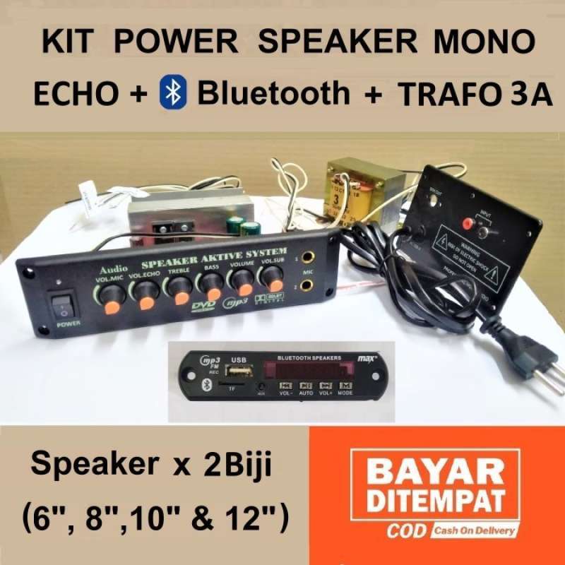 Promo Kit Power Mp3 Echo Bluetooth - Trafo 3a Kabel - Speaker Aktif ...
