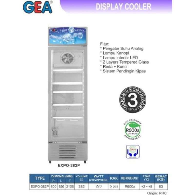 Promo Gea Expo 382p Showcase Display Cooler 382 L Lemari Pendingin ...