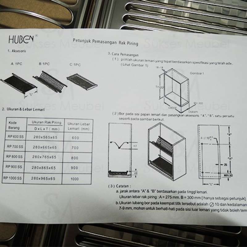 Jual Rak Piring Dan Gelas Stainless Steel 70 Cm Merk Huben Di Seller ...