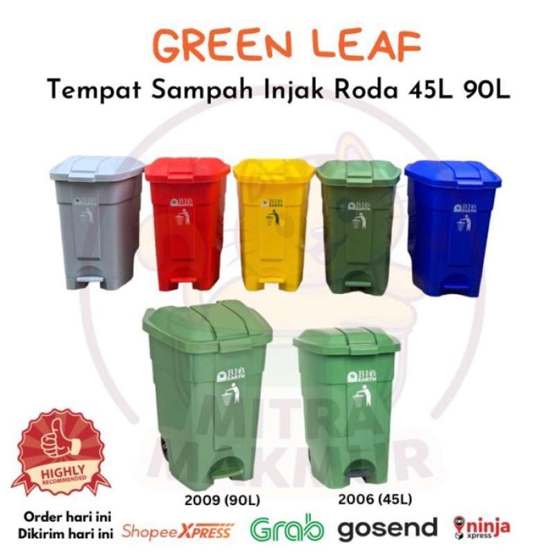 Promo Green Leaf - Tempat Sampah Injak + Roda 45-90 Liter / Tempat ...