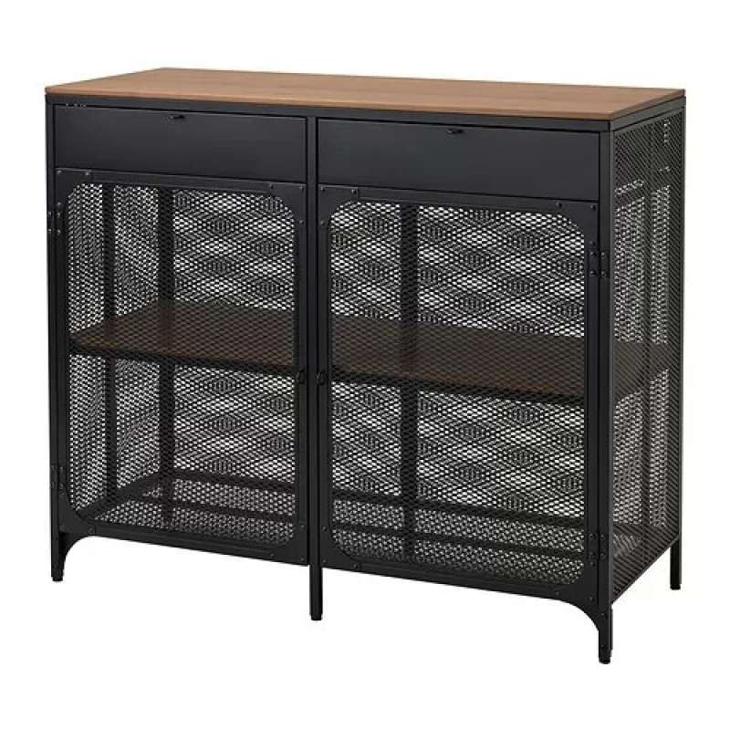 Jual Lemari Bufet Double Ganda Kombinasi Besi Kayu Tempat Penyimpanan ...