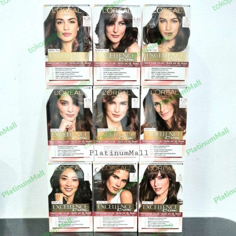 Jual Loreal Paris Hair Color Excellence Creme / Pewarna Rambut Triple ...