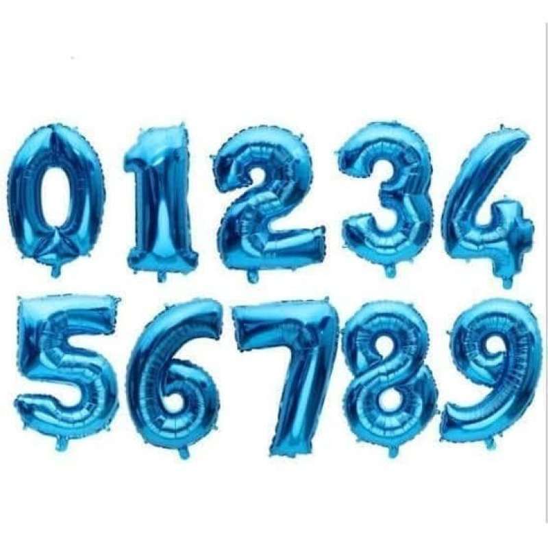 Jual Balon Foil Angka Perlengkapan Ultah 40 Cm 0123456789 Biru - Biru ...