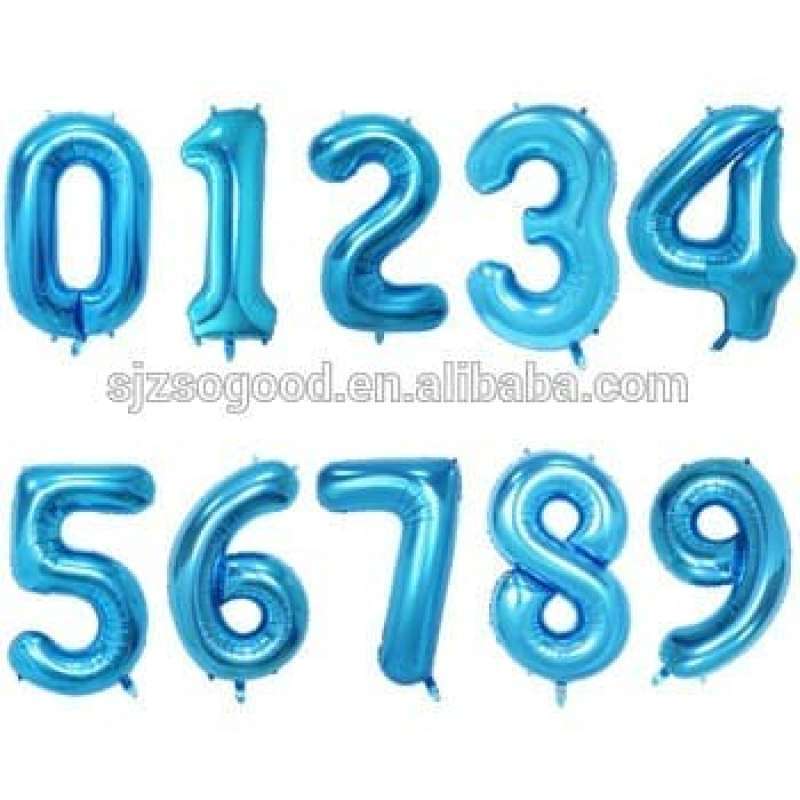 Jual Balon Foil Angka Perlengkapan Ultah 40 Cm 0123456789 Biru - Biru ...