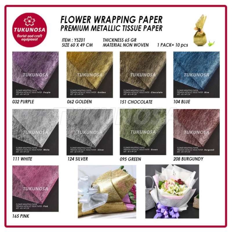 Jual Perpack Flower Wrapping Premium Metallic Tissue Paper Kertas ...