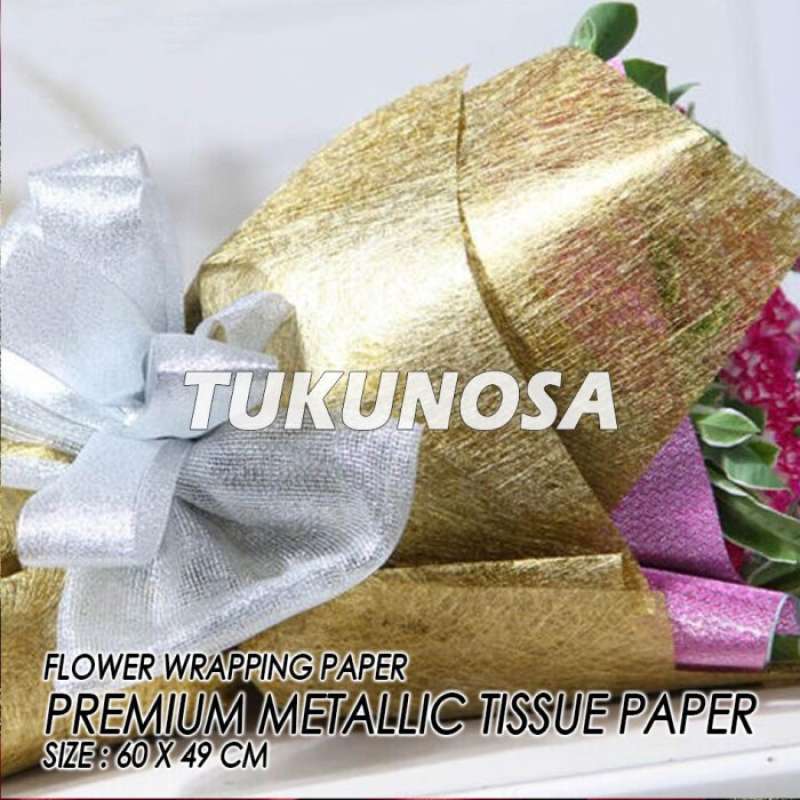 Jual Perpack Flower Wrapping Premium Metallic Tissue Paper Kertas ...