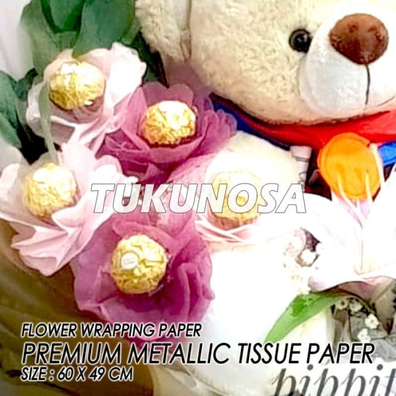 Jual Perpack Flower Wrapping Premium Metallic Tissue Paper Kertas ...