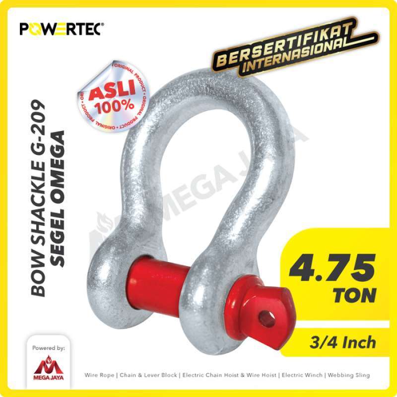 Jual Bow Shackle Omega G209 4.75 Ton - 3/4 Powertec Segel Screw Pin Di ...