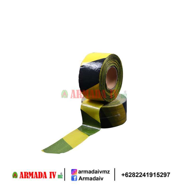 Jual Police Line Polos Kuning/hitam Garis Pembatas Safety 3 Inch X 300 ...