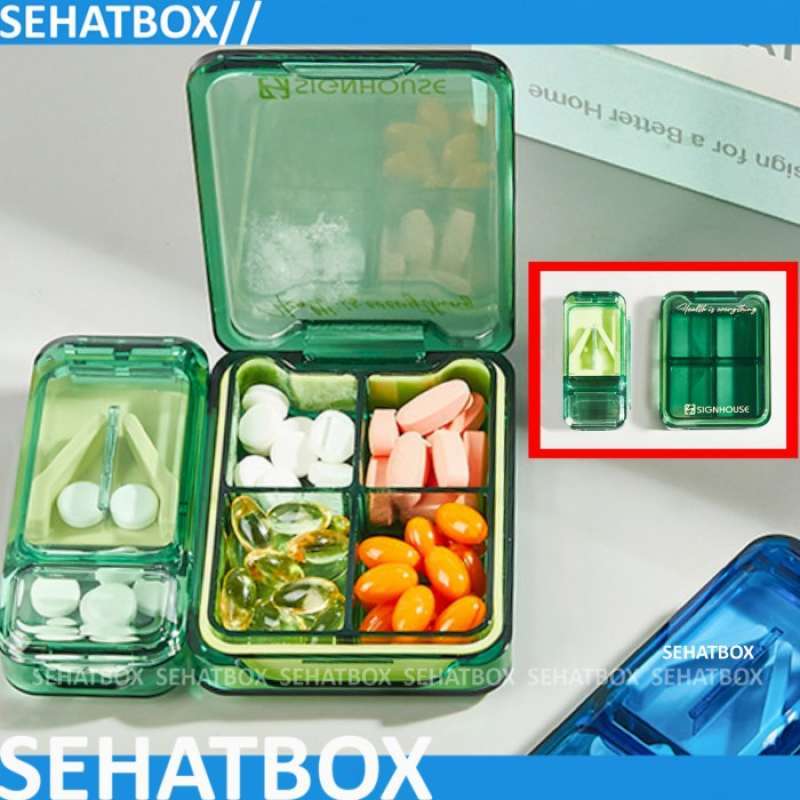 Promo Pill Cutter Pill Box (( 4s 2in1 Kotak Kedap Udara )) Alat Potong ...