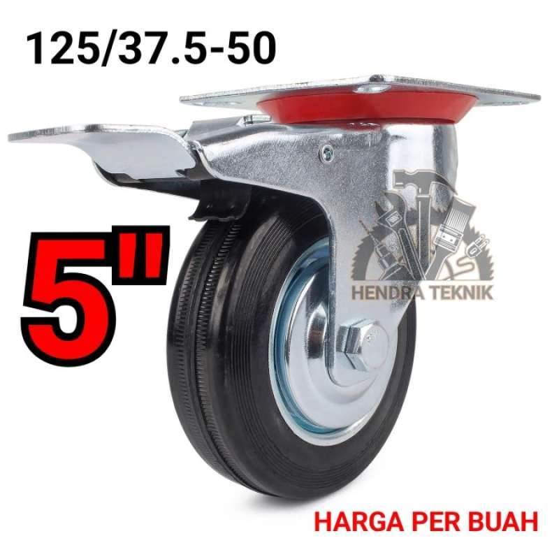 Jual Roda Karet Rem Hidup 5 Roda Troli 5 Inci Roda Hidup Rem 5 Inch ...