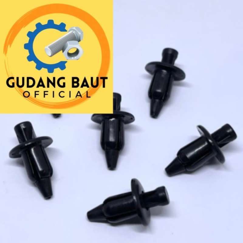 Jual [paket Isi 100 Pcs] Baut Kancing Klip Body Plastik Rivet M6 Hitam ...