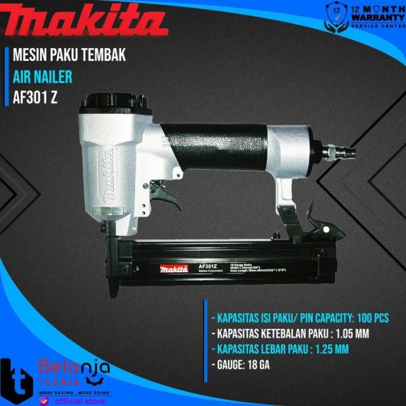 Jual Makita Mesin Paku Tembak Af 301 Z Air Nailer Staples Paku Lurus ...