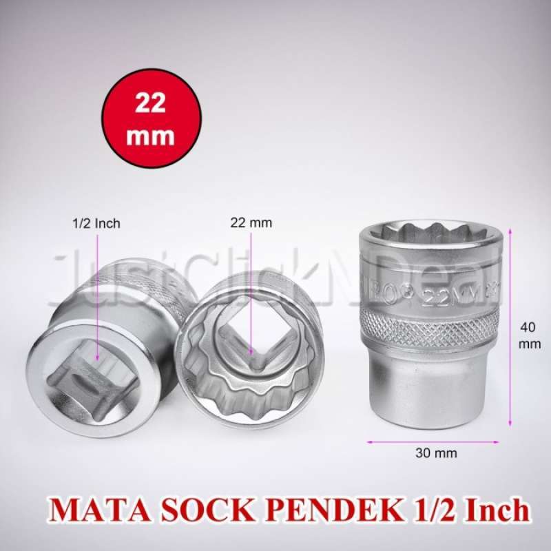 Jual Tekiro Mata Sock 22 - 32 Mm 1/2 Inch 12pt Kunci Sok Hand Socket ...