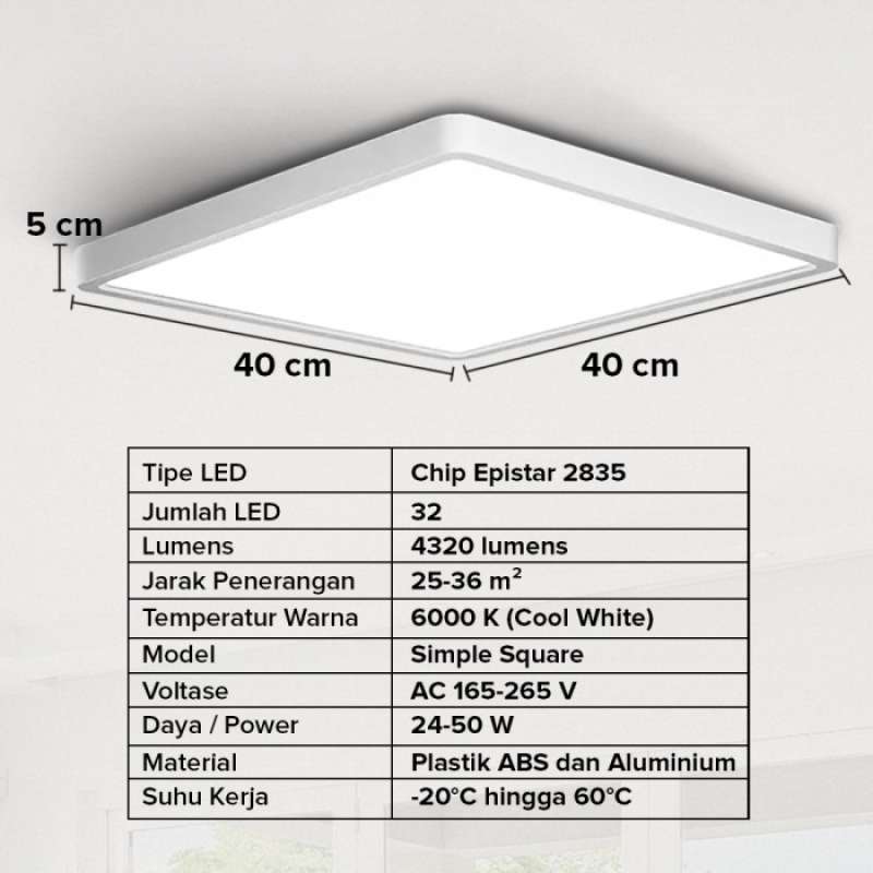 Jual Lampu Plafon Kotak Lampu Hias Led 18w 36w 48w Ceiling Light Modern ...