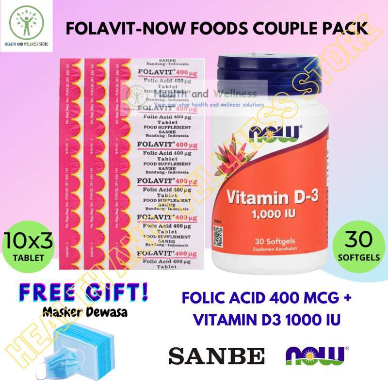 Jual Paket Folavit 400 Mcg 30 Tablet Dan Now Foods Vitamin D3 1000 Iu 30 Softgels Di Seller ...