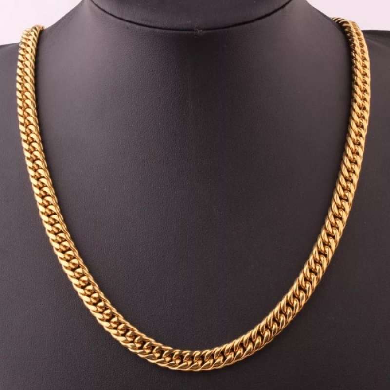 Promo Kalung Pria Titanium Gold Model Rantai Double - 2ml, 45cm Diskon ...